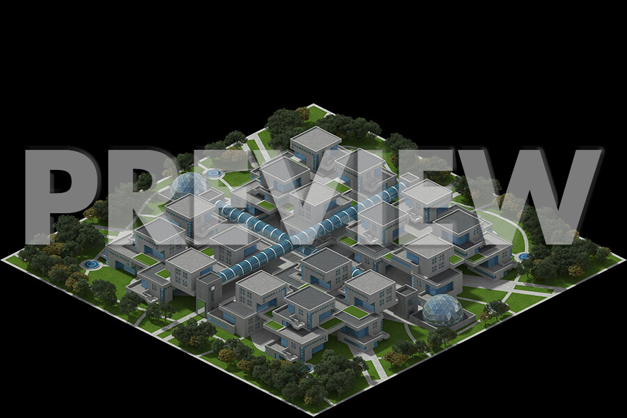 ArtStation - Architecture (Tile#0039, 2x2) – Dimetric Projection ...