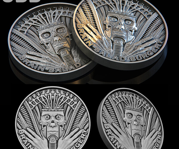 ArtStation - Fiber Laser 3D Coins - Combo 011 - A bit of HR Giger ...