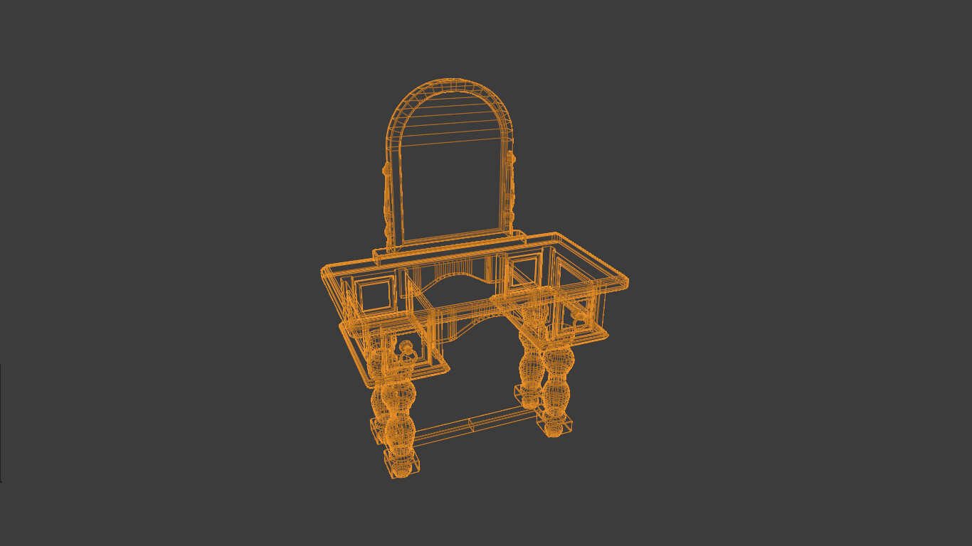 ArtStation - WOODEN DRESSING TABLE LOW POLY GAME READY | Resources