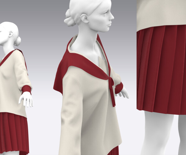 ArtStation - Japanese School uniform Seifuku Outfits MD CLO 3D ZPRJ ...