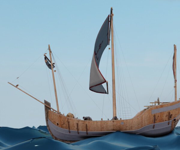 ArtStation - ANIMATED SHIP WITH OCEAN WAVES LOW POLY GAME READY | Game ...