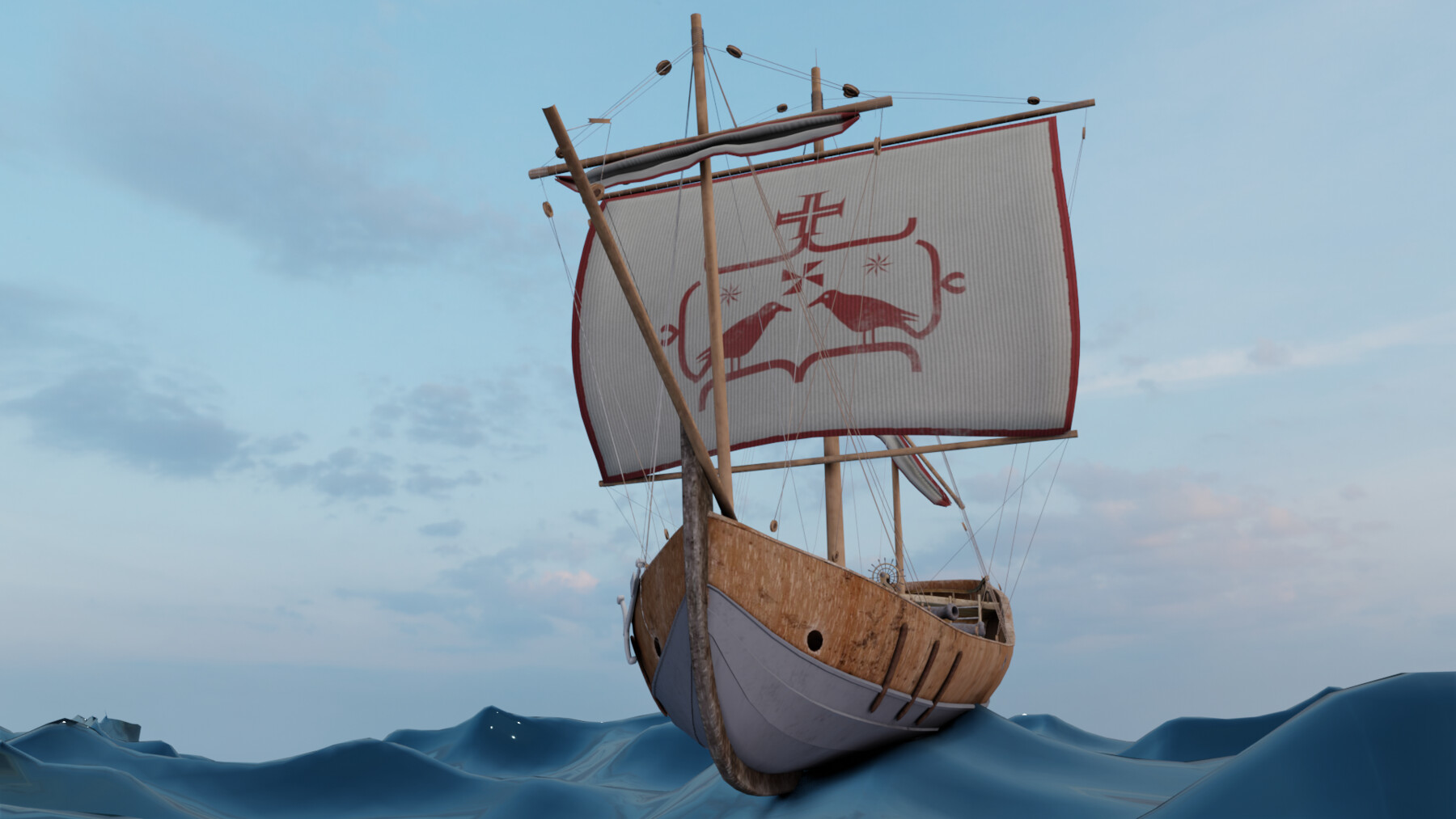ArtStation - ANIMATED SHIP WITH OCEAN WAVES LOW POLY GAME READY | Game ...