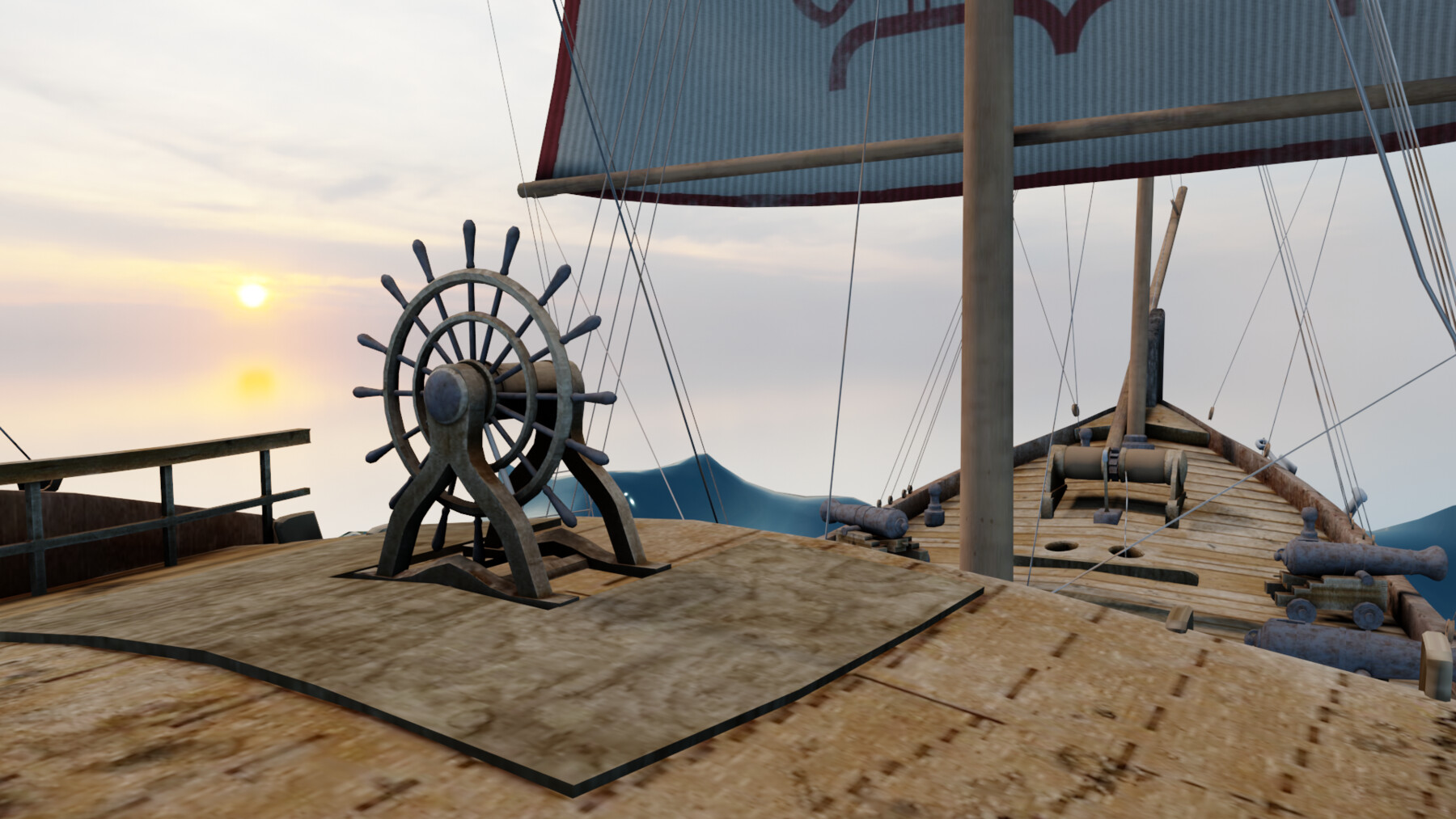 ArtStation - ANIMATED SHIP WITH OCEAN WAVES LOW POLY GAME READY | Game ...