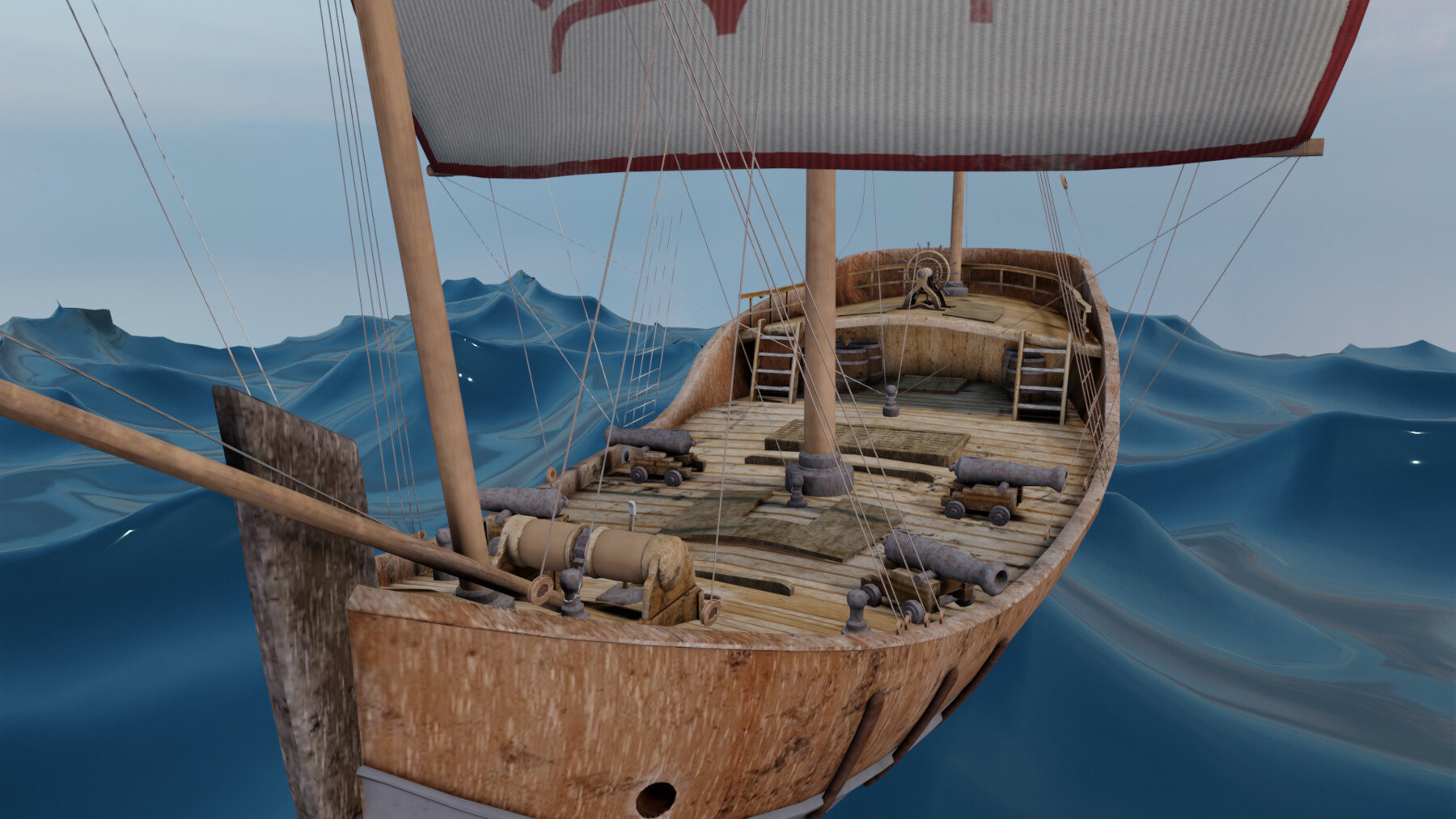 ArtStation - ANIMATED SHIP WITH OCEAN WAVES LOW POLY GAME READY | Game ...