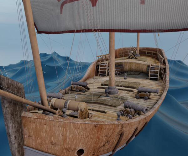 ArtStation - ANIMATED SHIP WITH OCEAN WAVES LOW POLY GAME READY | Game ...