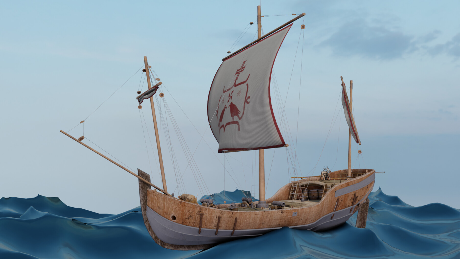 ArtStation - ANIMATED SHIP WITH OCEAN WAVES LOW POLY GAME READY | Game ...