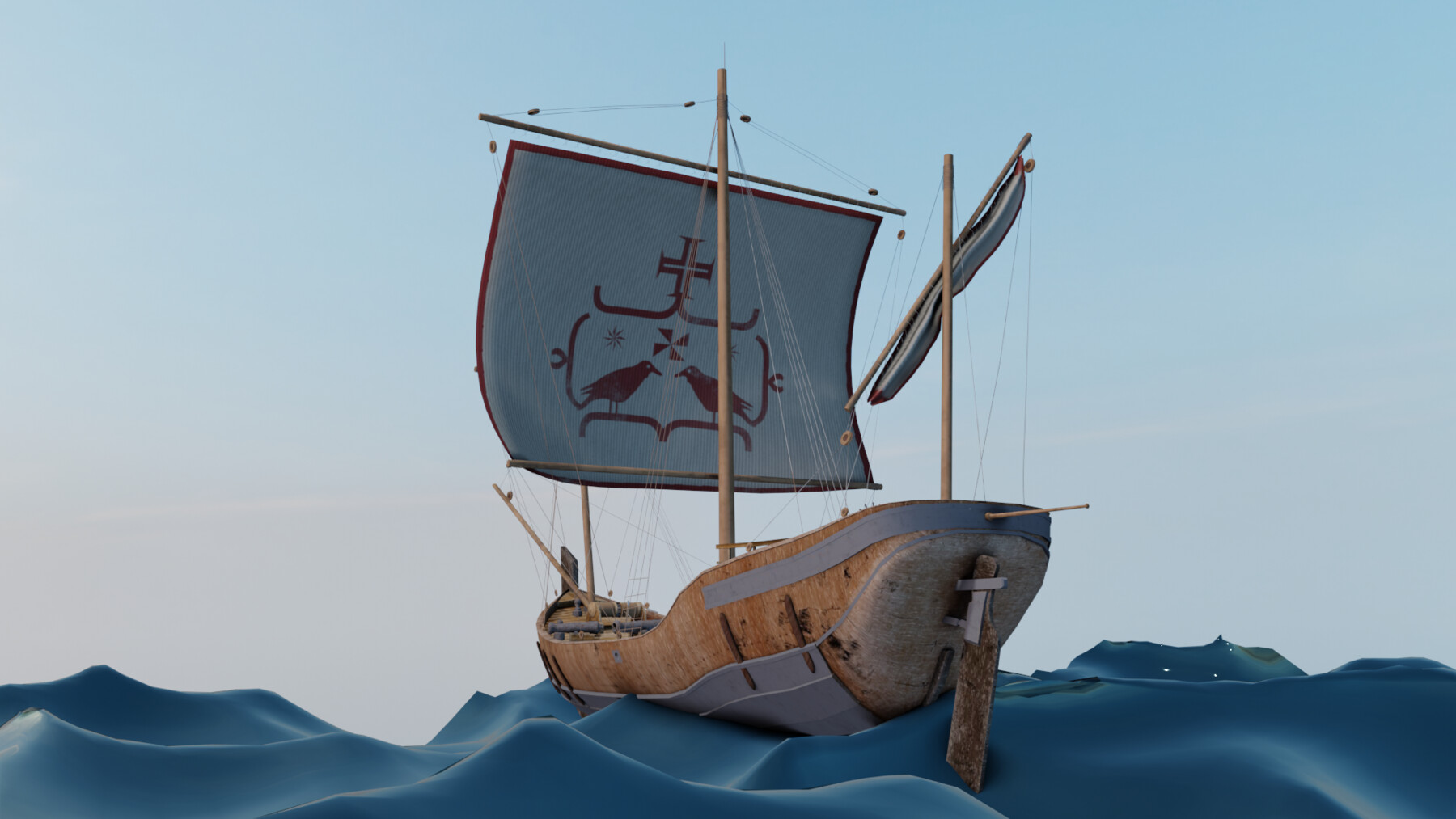 ArtStation - ANIMATED SHIP WITH OCEAN WAVES LOW POLY GAME READY | Game ...