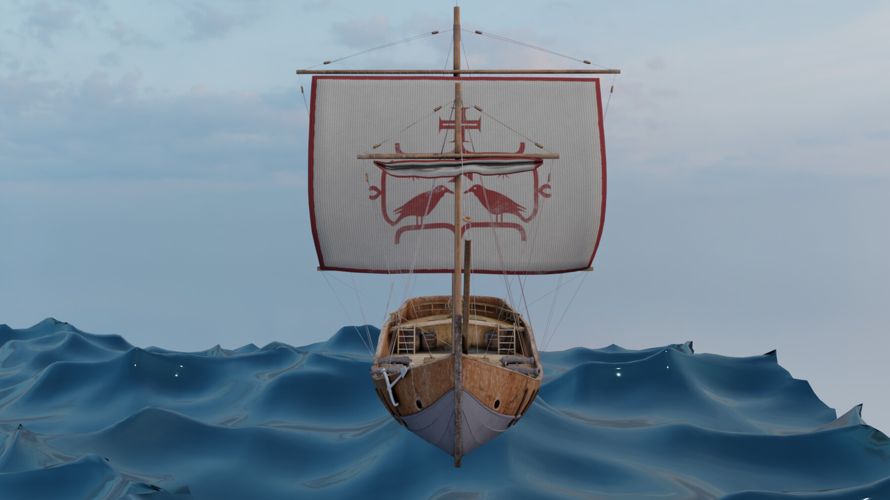ArtStation - ANIMATED SHIP WITH OCEAN WAVES LOW POLY GAME READY | Game ...