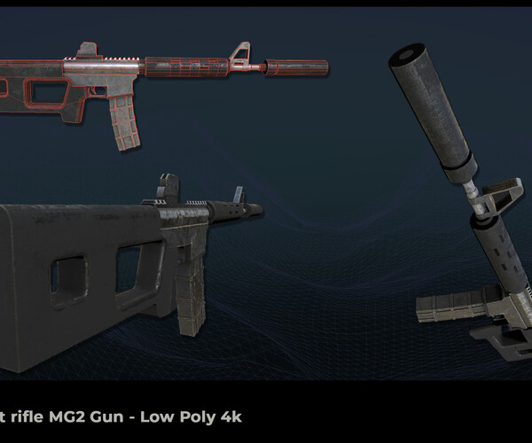 ArtStation - Assault rifle MG2 Gun - Low Poly 4k Ready to game Shooter ...