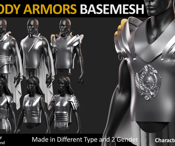 ArtStation - 35+ BODY ARMORS BASEMESH. Vol 13 (LOW POLY) | Game Assets