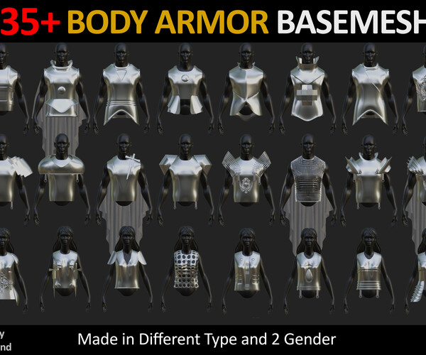 ArtStation - 35+ BODY ARMORS BASEMESH. Vol 13 (LOW POLY) | Game Assets