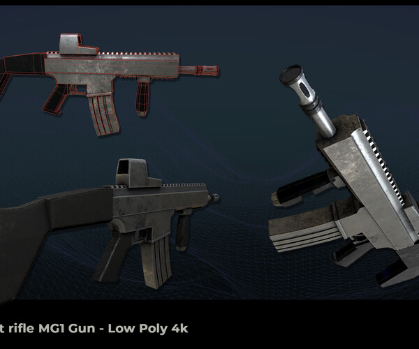 ArtStation - Assault rifle guns - FULL BUNDLE - Low Poly 4k Ready to ...