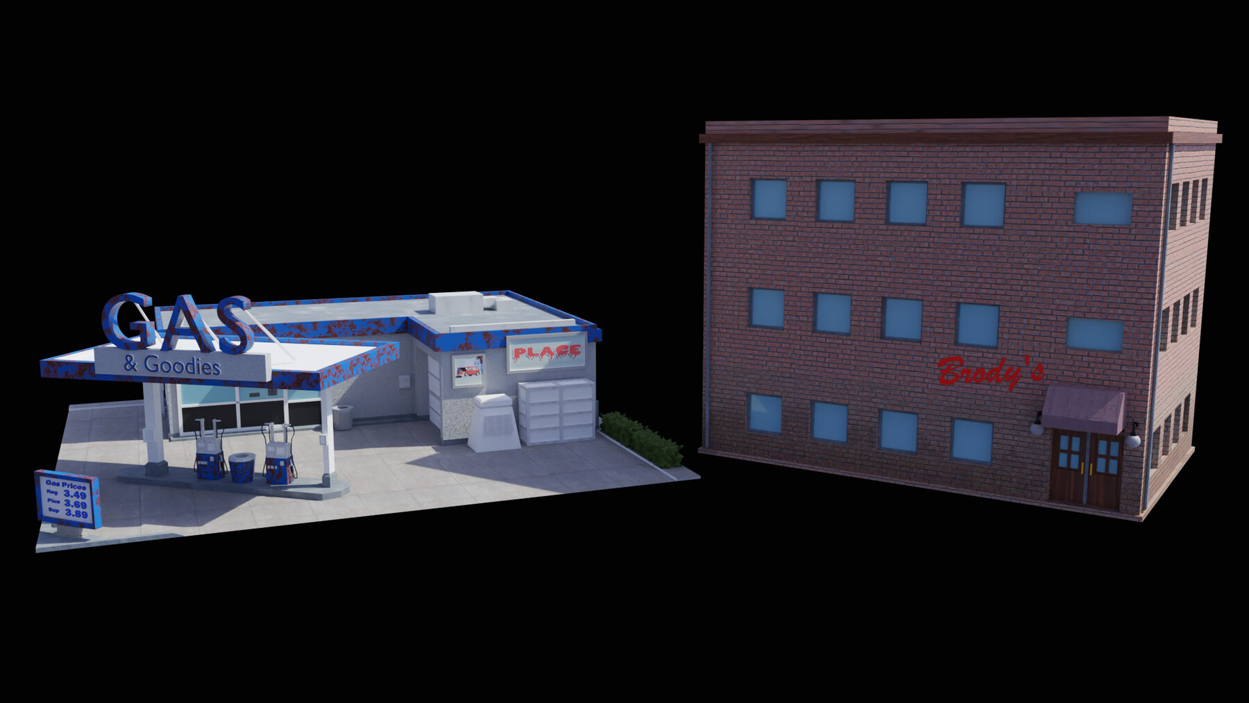 ArtStation - BrandonVille Commercial Set: 15 Buildings | Resources