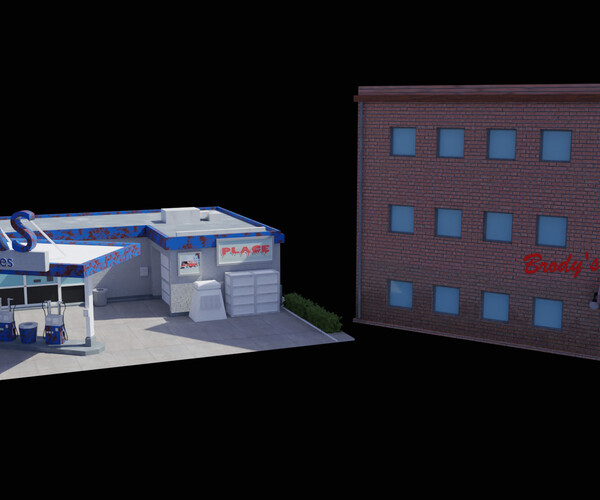 ArtStation - BrandonVille Commercial Set: 15 Buildings | Resources