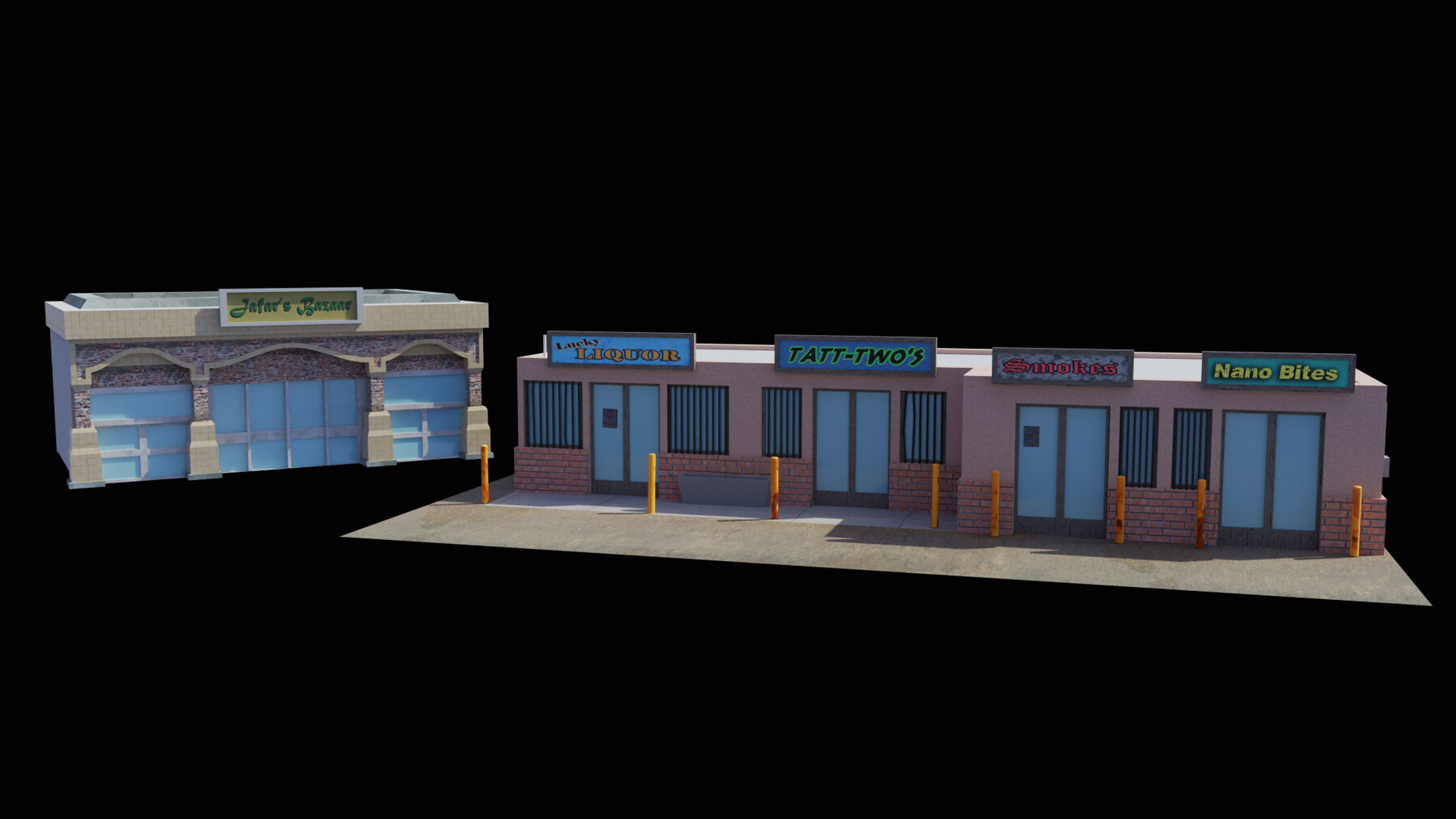 ArtStation - BrandonVille Commercial Set: 15 Buildings | Resources
