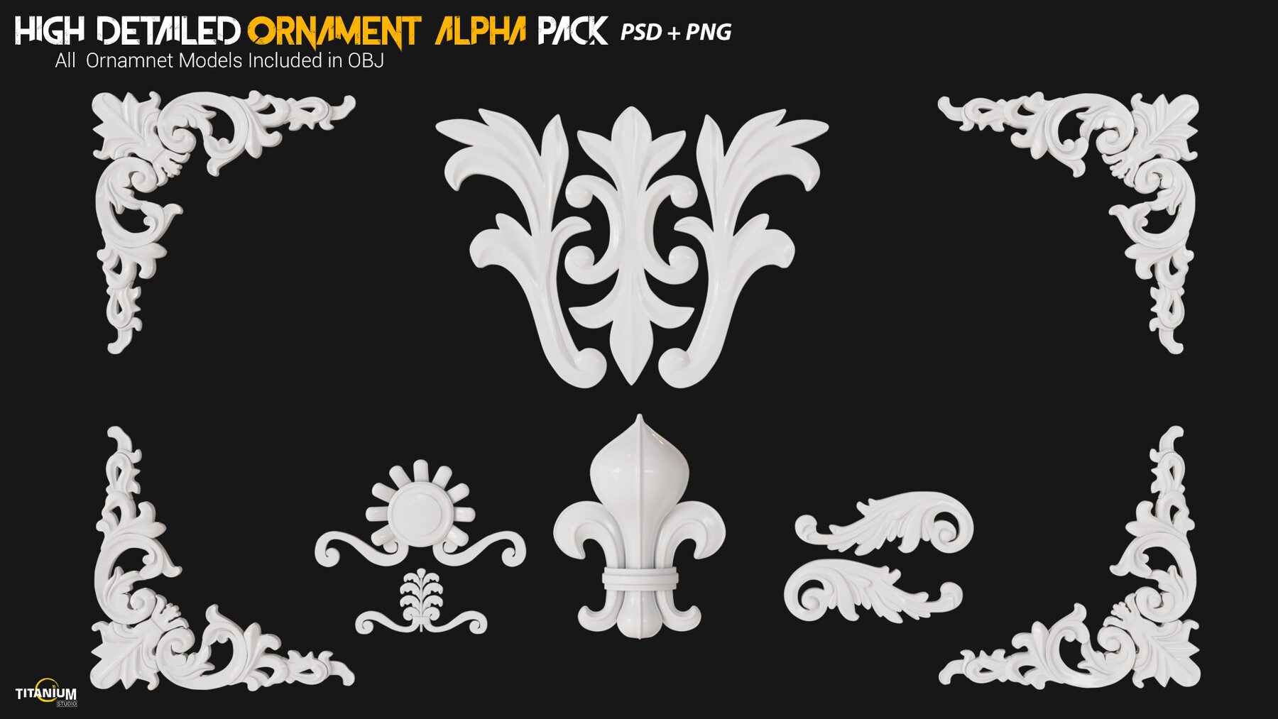 ArtStation - High Detailed Ornament Elements Alpha Pack + 3D Models ...