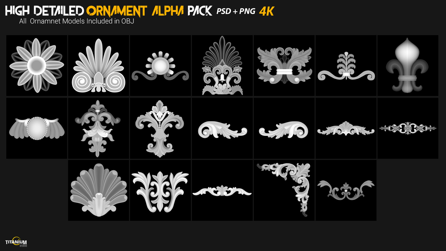 ArtStation - High Detailed Ornament Elements Alpha Pack + 3D Models ...