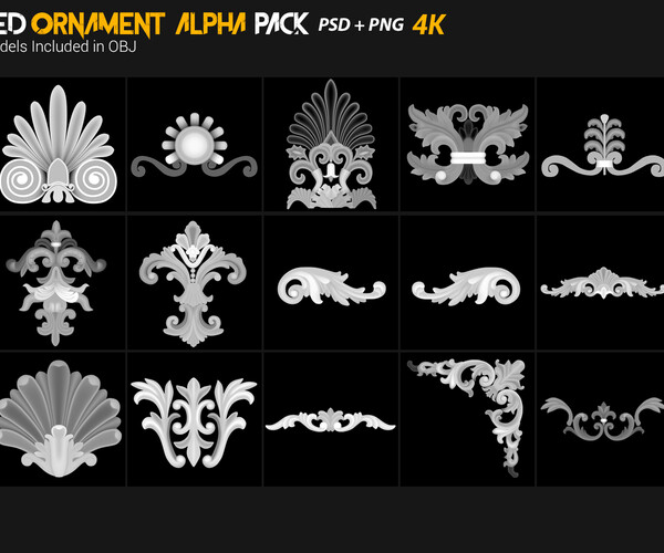 ArtStation - High Detailed Ornament Elements Alpha Pack + 3D Models ...