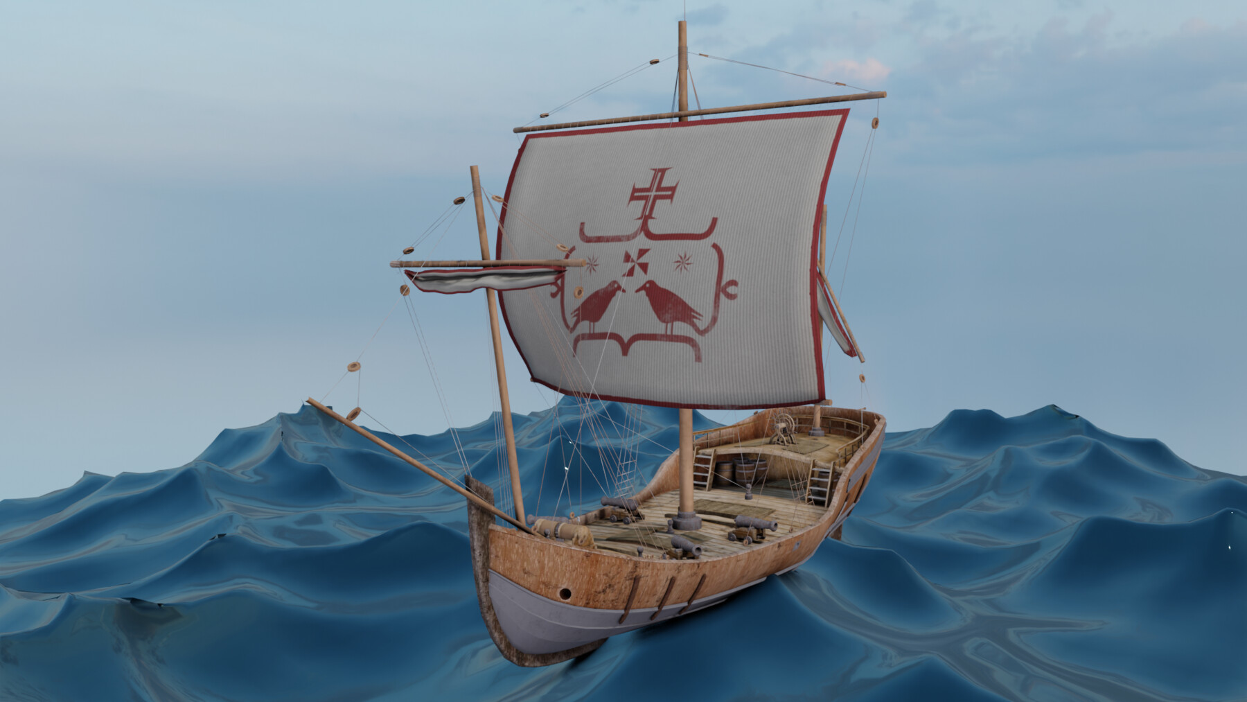 ArtStation - ANIMATED SHIP WITH OCEAN WAVES LOW POLY GAME READY | Game ...