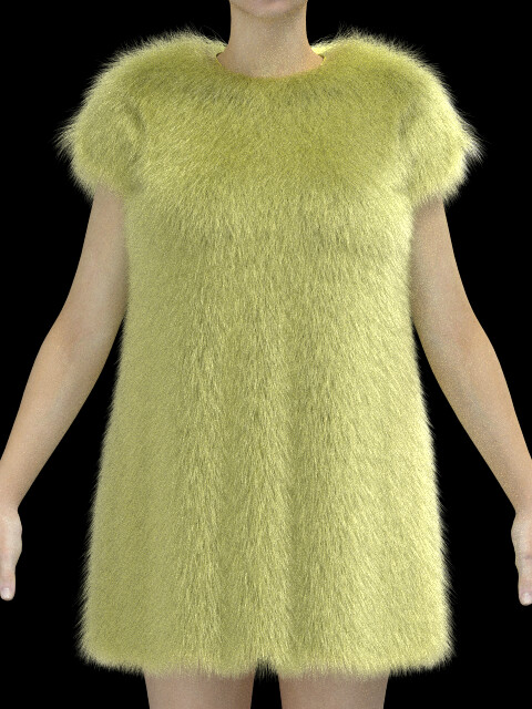 ArtStation - 3D YELLOW FURRY DRESS / WOMEN | Resources