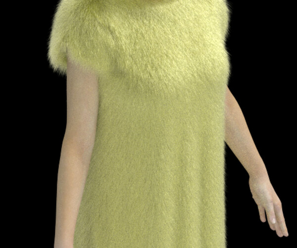 ArtStation - 3D YELLOW FURRY DRESS / WOMEN | Resources