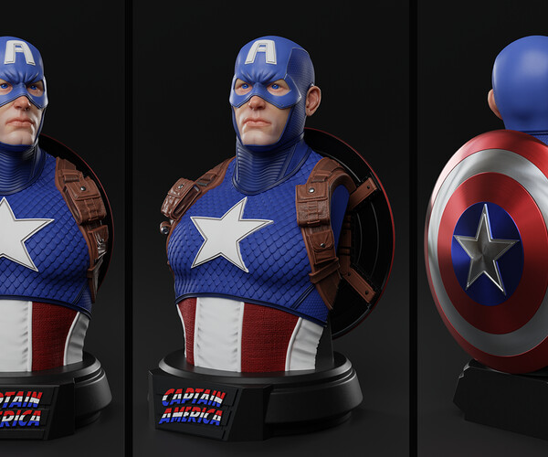 ArtStation - Captain America Bust fan art 3D print model | Resources