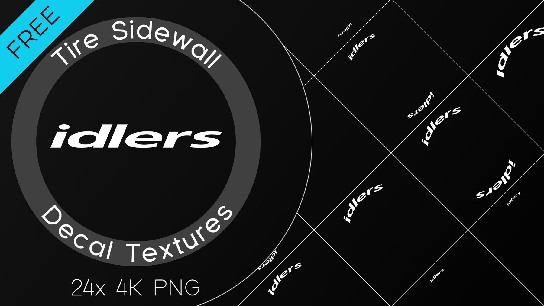 ArtStation - 24x idlers tire sidewall 4K PNG decals | Game Assets
