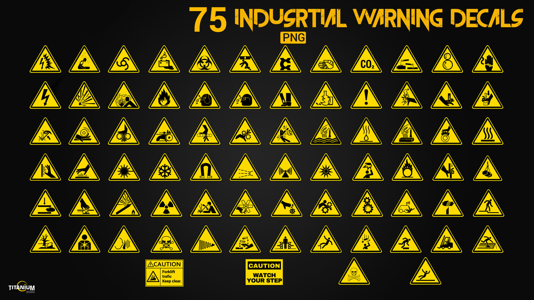 ArtStation - 75 png Warning Decals and Danger Sighns (2K) For Games And ...