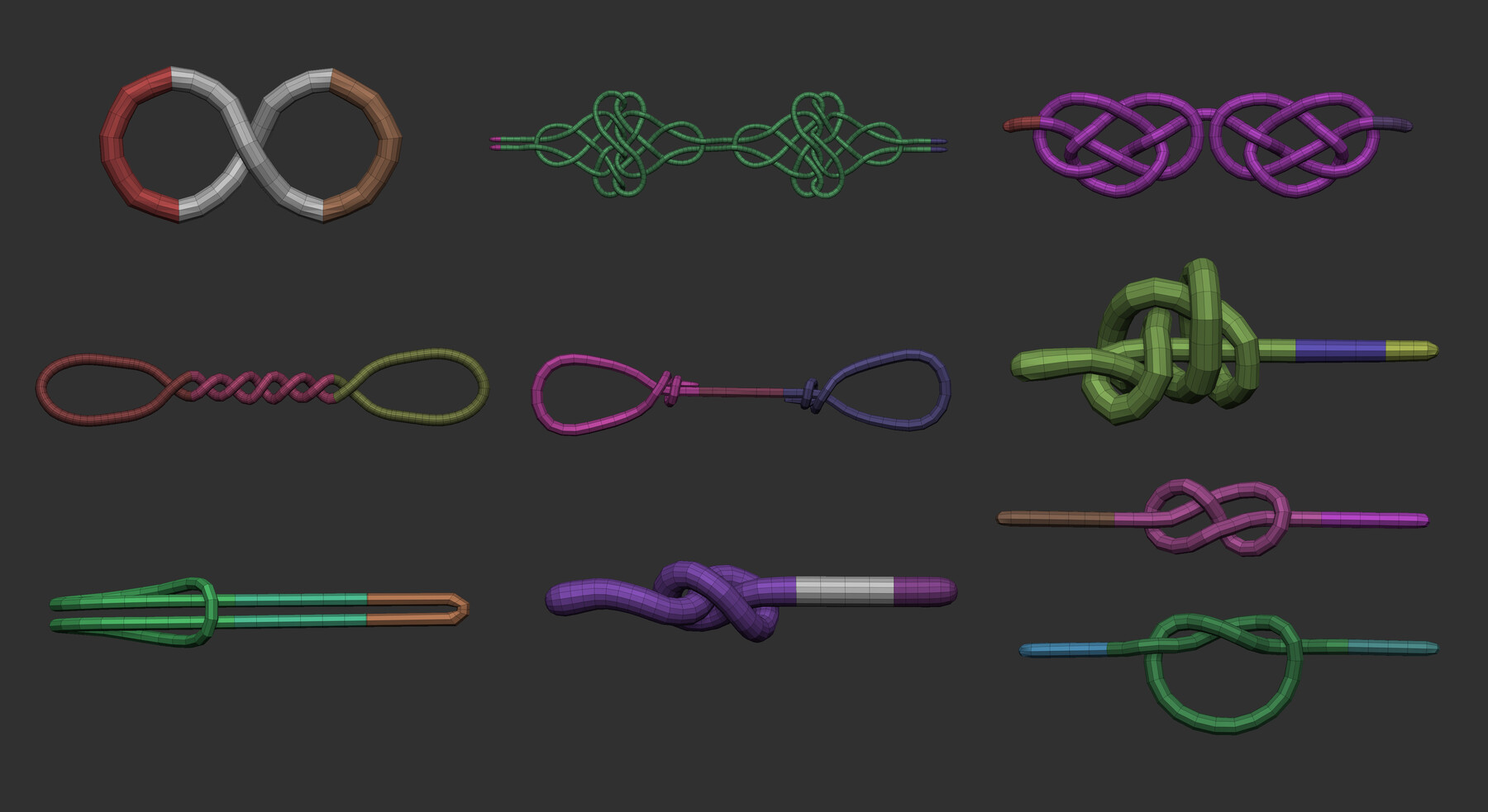 ArtStation - 20 Low poly braid, knot & nodes base mesh IMM curve + IMM ...