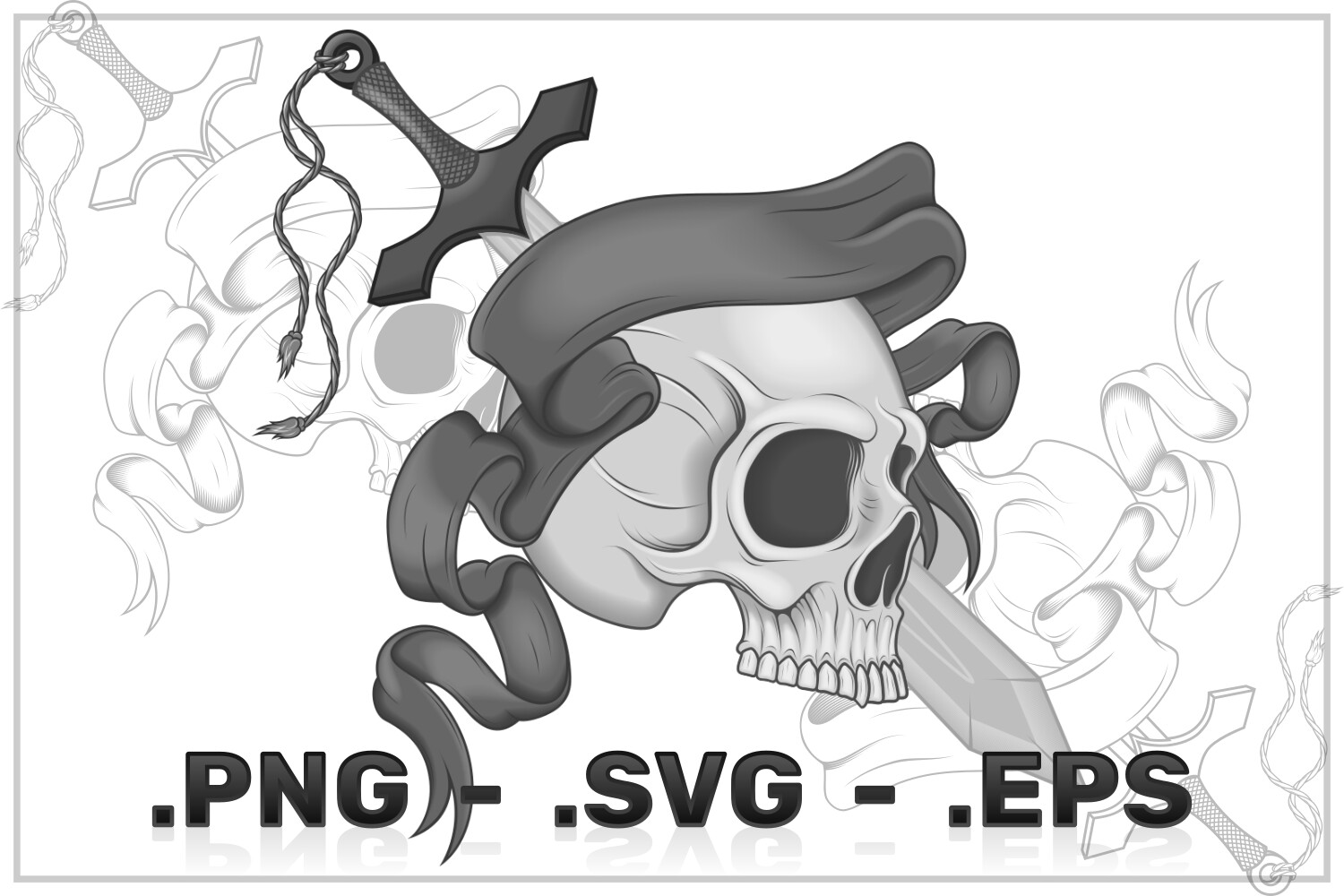 ArtStation - Vector Design Of Skull With Sword And Ribbon | Artworks