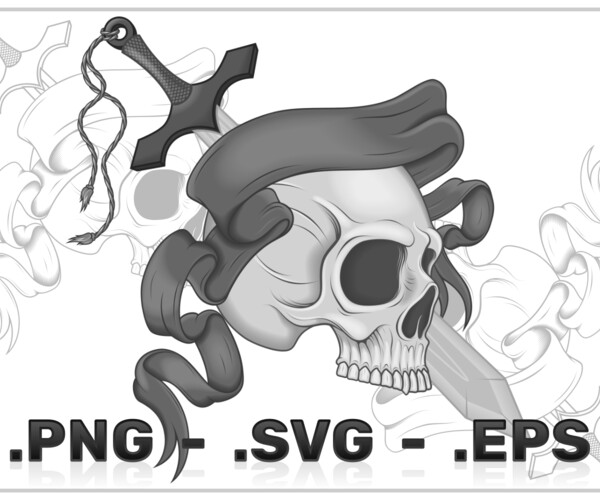 ArtStation - Vector Design Of Skull With Sword And Ribbon | Artworks