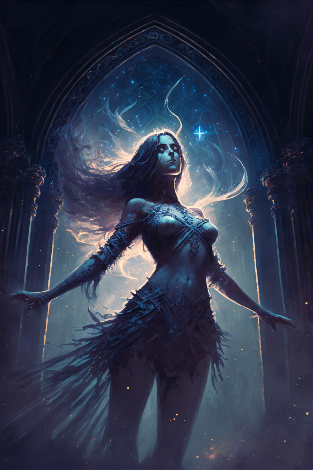 ArtStation - Ethereal Enchantment: A Gothic Chapel Dance of the Starlit Goddess 8 | Artworks