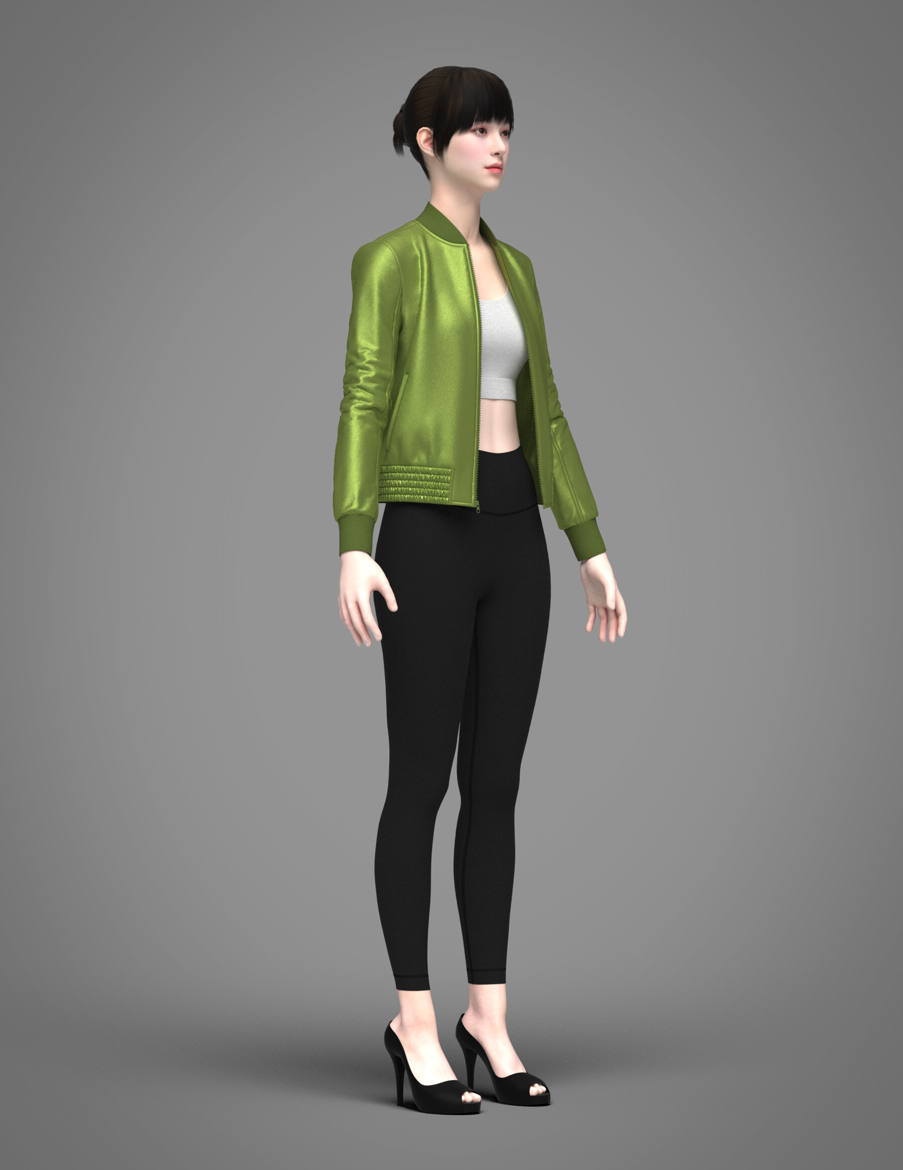ArtStation - Women's Elasticated bomber jacket outfit 3D model | Resources