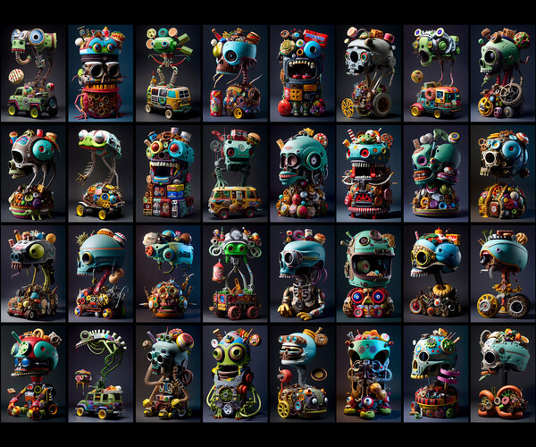 ArtStation - Garbage zombie car, steampunk style+ Trash zombie skull ...