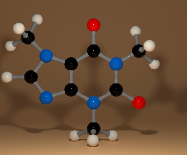 ArtStation - Caffeine Molecule C8H10N4O2 Coffee 3d model | Resources