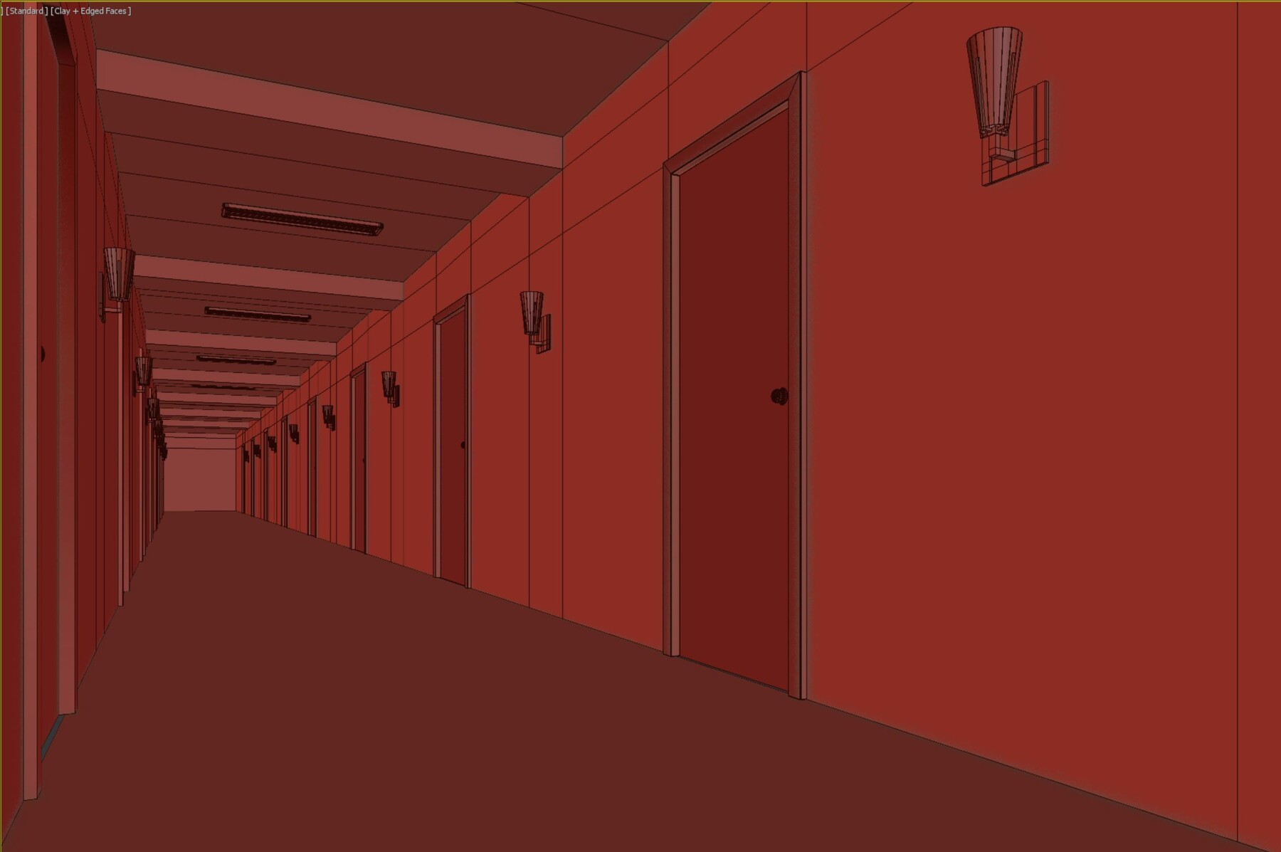ArtStation - Low-poly old dark scary red corridor | Game Assets