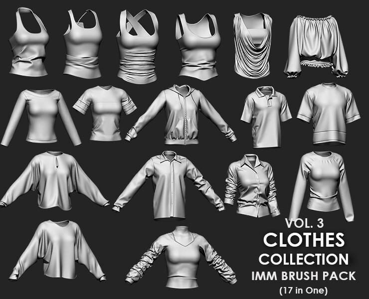 ArtStation - Clothes Collection IMM Brush Pack 17 in One Vol 3 | Brushes