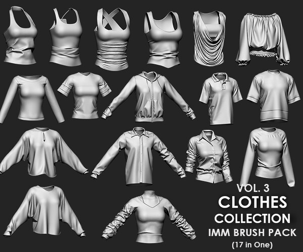ArtStation - Clothes Collection IMM Brush Pack 17 in One Vol 3 | Brushes