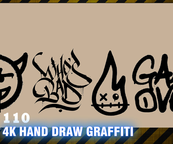 ArtStation - 110 4K HAND DRAW GRAFFITI SIGNS AND TEXTS (TRANSPARENT ...