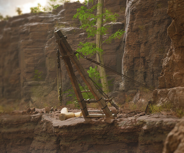 ArtStation - Ancient roman construction crane Pentaspastos | Game Assets