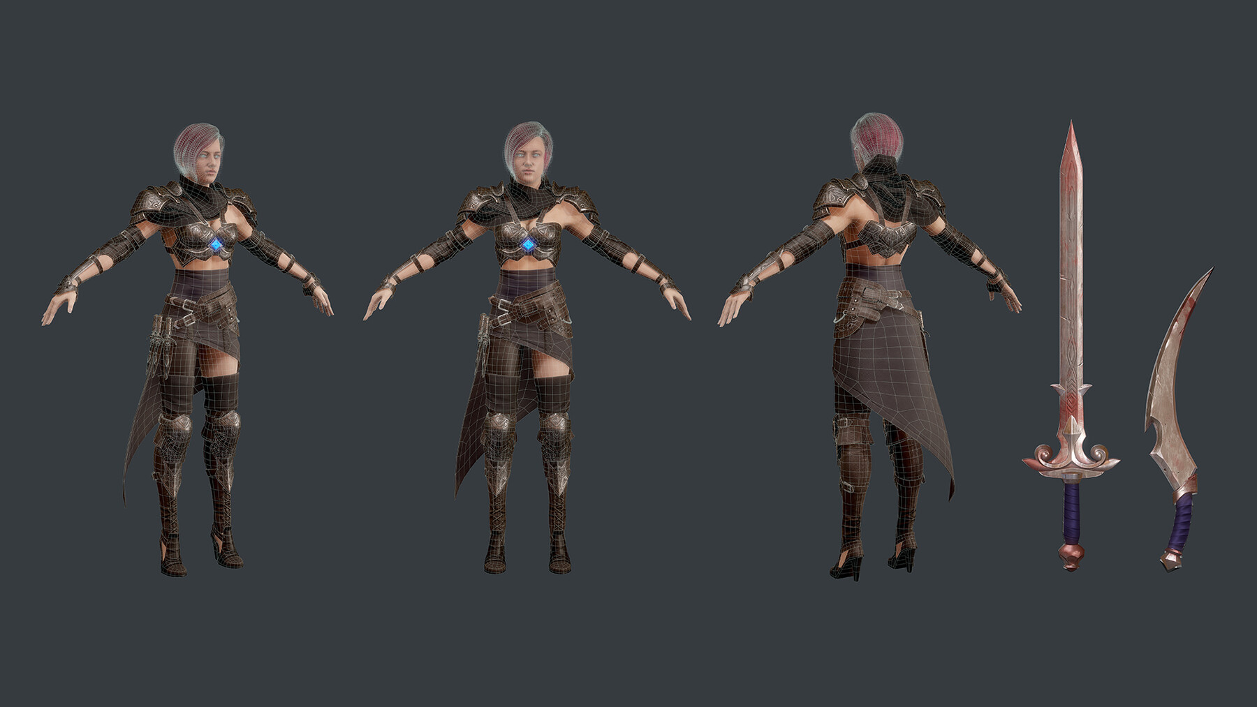 ArtStation - FREE! Unity + Unreal Female Warrior Assassin | Game Assets