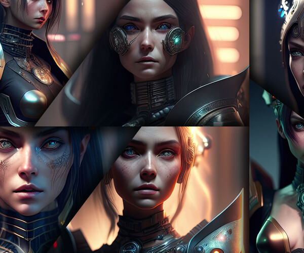 ArtStation - 305 Cyber Girl Warrior Referene Pack | Artworks