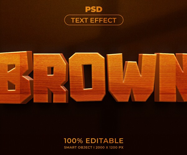 ArtStation - 3D Brown PSD fully editable text effect. Layer style PSD ...