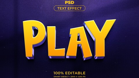 ArtStation - 3D Play PSD fully editable text effect. Layer style PSD ...