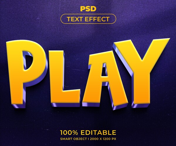 ArtStation - 3D Play PSD fully editable text effect. Layer style PSD ...