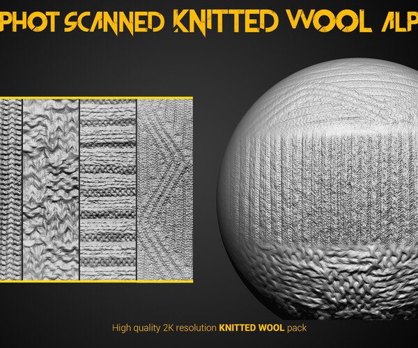 ArtStation - Knitted Wool Alpha Pack | 2K | Brushes