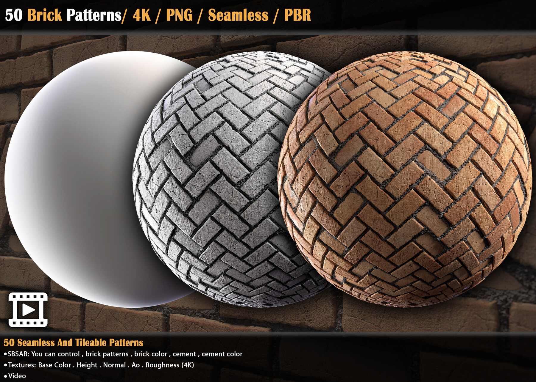ArtStation - 50 Brick Patterns/ 4K / PNG / Seamless / PBR | Resources