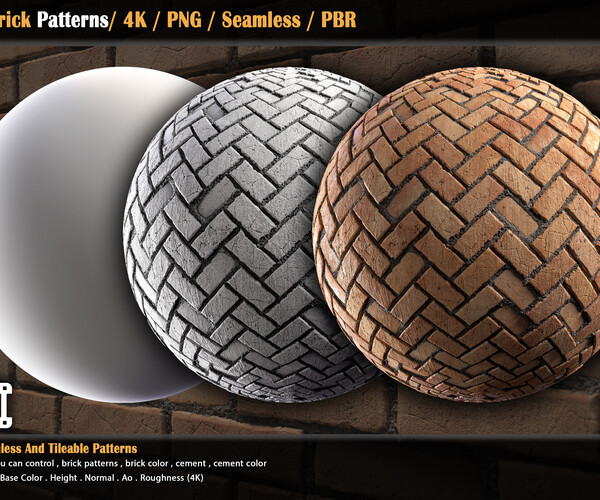 ArtStation - 50 Brick Patterns/ 4K / PNG / Seamless / PBR | Resources