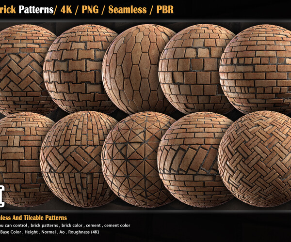 ArtStation - 50 Brick Patterns/ 4K / PNG / Seamless / PBR | Resources