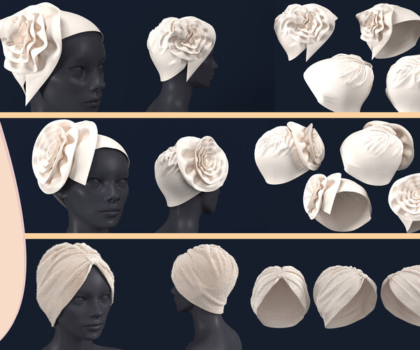 ArtStation - 23 Scarf and turban headwears for women, ZPRJ, OBJ, FBX | Game Assets
